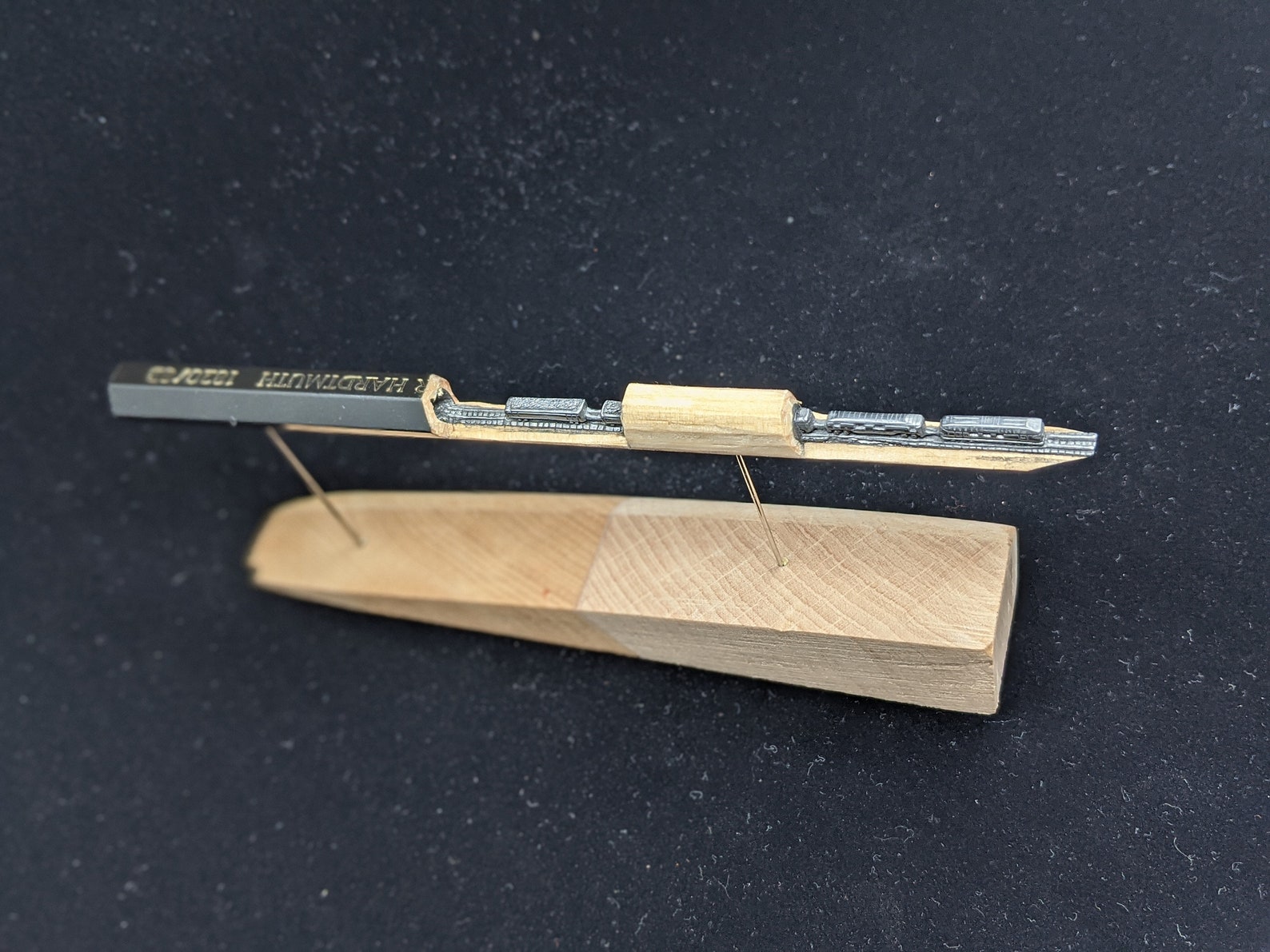 Locomotive in Railway Pencil Carving / Train With Trestles / Tunnel ...