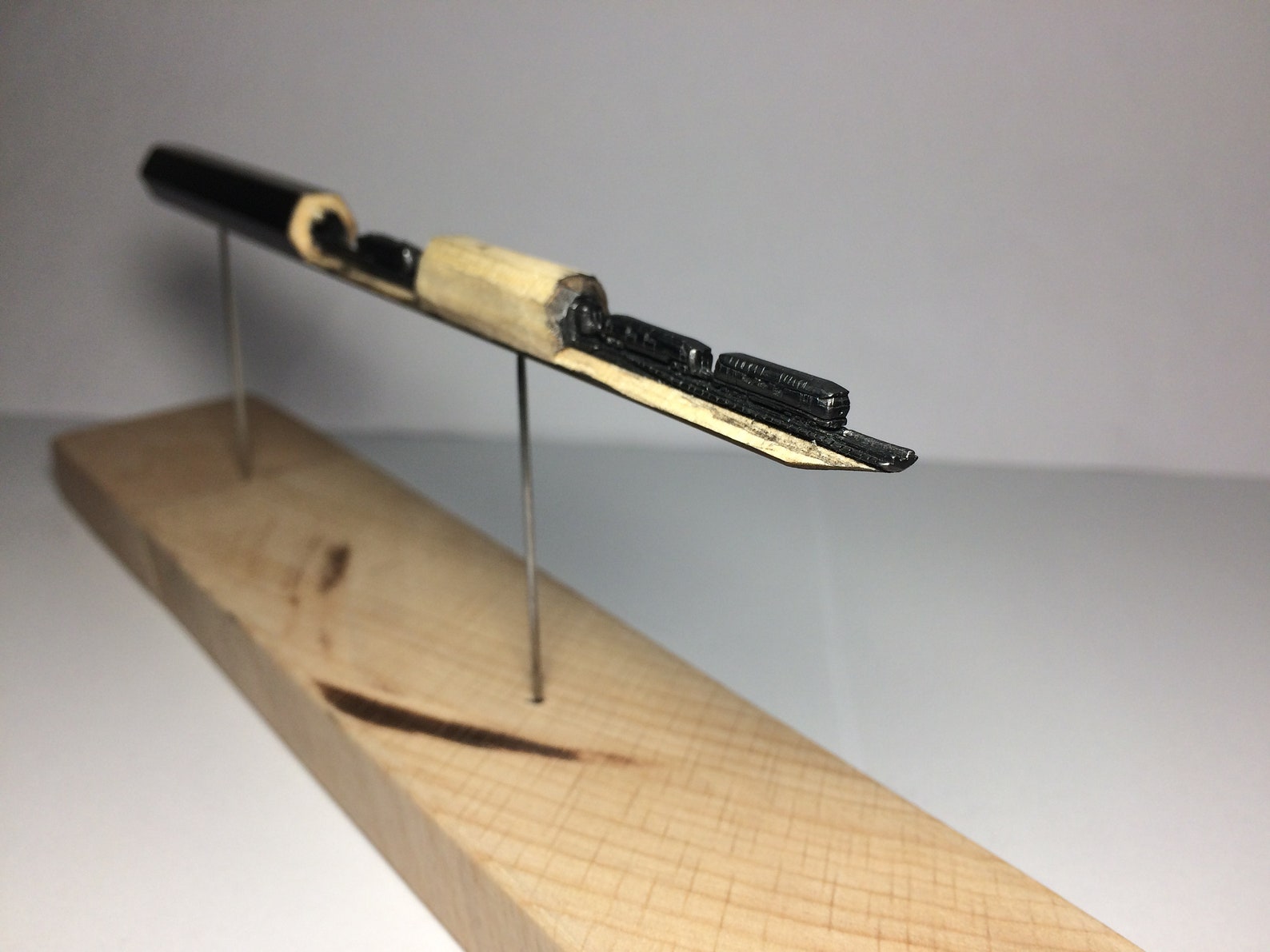 Locomotive in Railway Pencil Carving / Train With Trestles / | Etsy