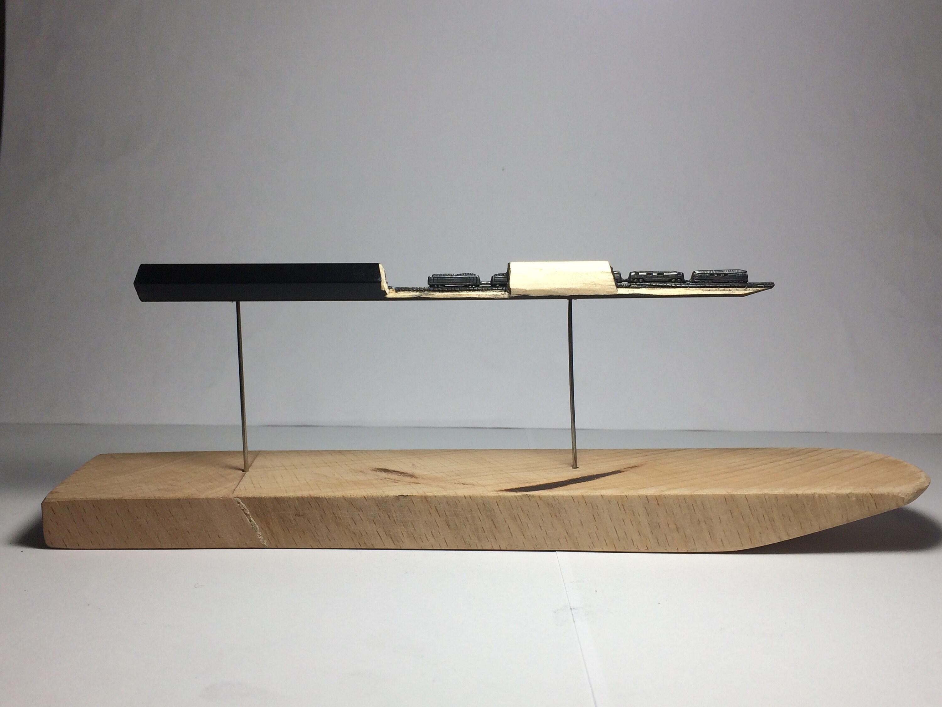 Locomotive in Railway Pencil Carving / Train With Trestles / Tunnel ...