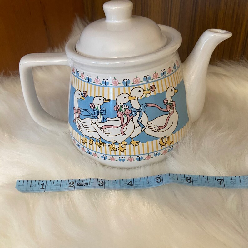 Vintage Ribbon Geese Teapot 1990s Ceramic Kitchen Decor - Etsy
