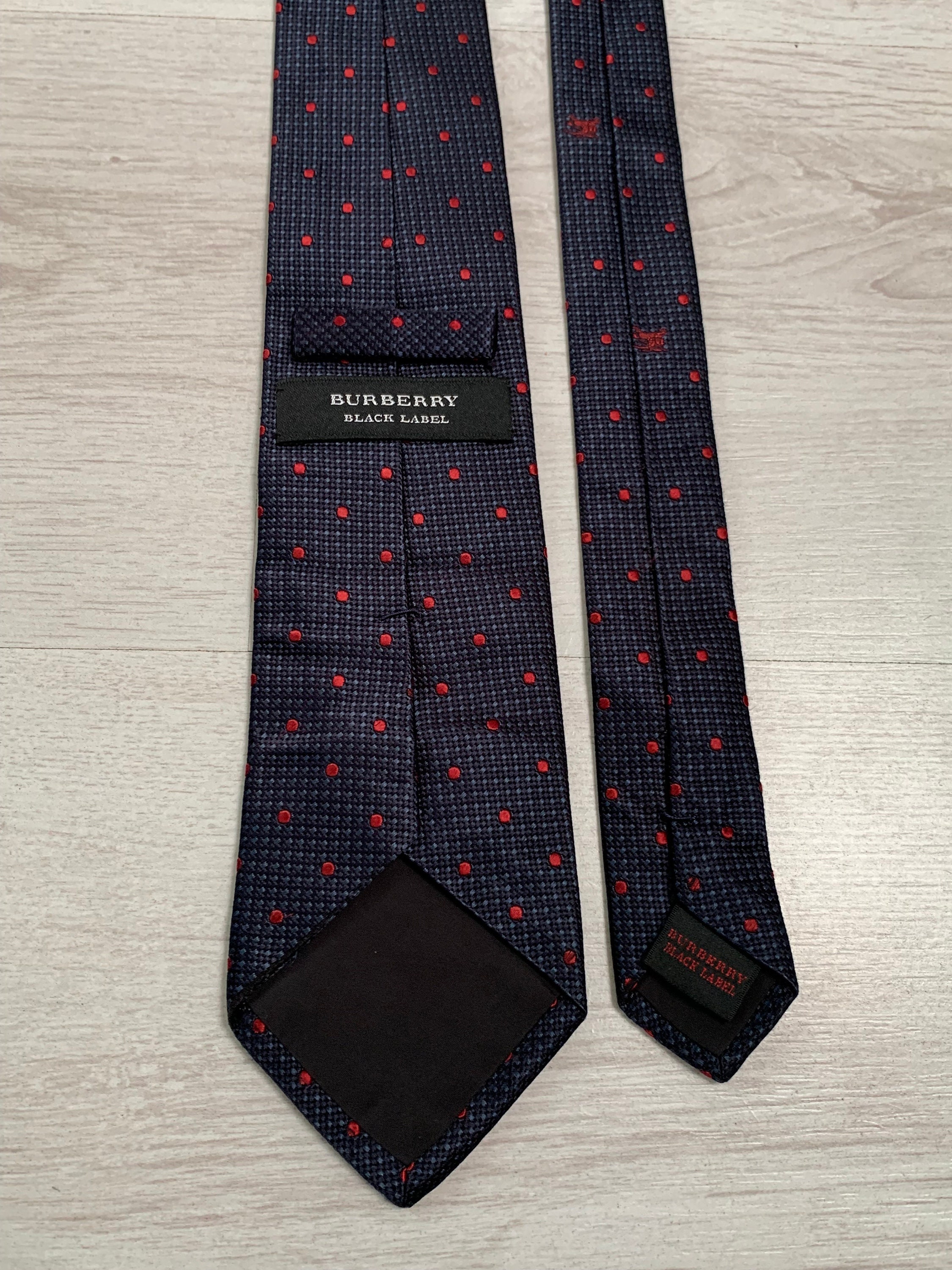 Burberry BLACK LABEL Silk Tie Blue Red Dots Burberrys AUTH - Etsy