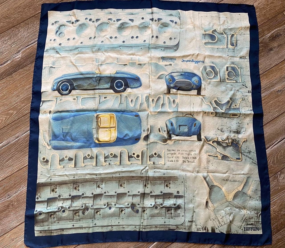 Ferrari Formula One Silk Scarf Carre 1960s Carozzeria Extra Rare 87x84 ...