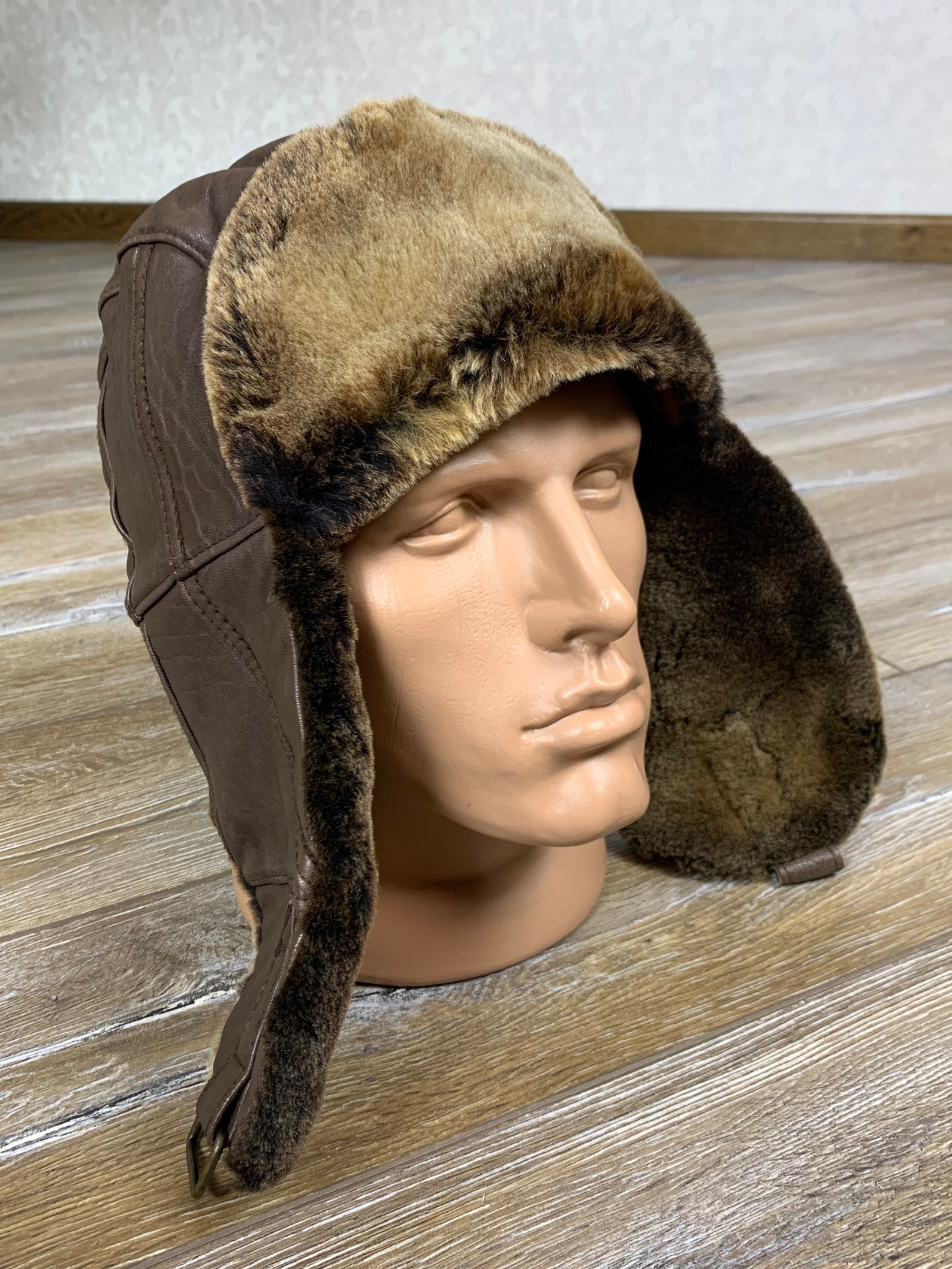 Stetson Aviator Trapper LEATHER Winter Hat Wabash 9227901 | Etsy