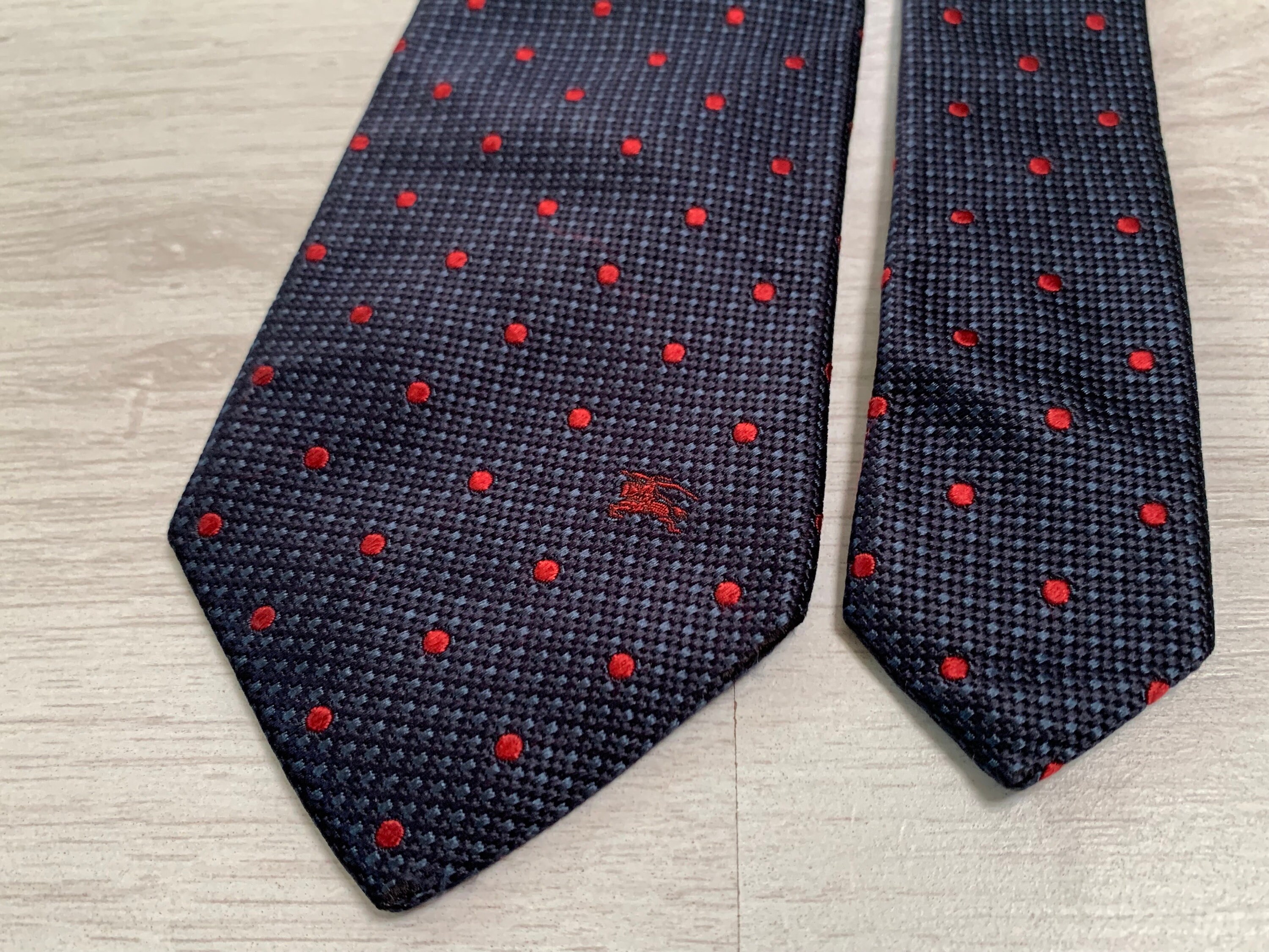 Burberry BLACK LABEL Silk Tie Blue Red Dots Burberrys AUTH - Etsy