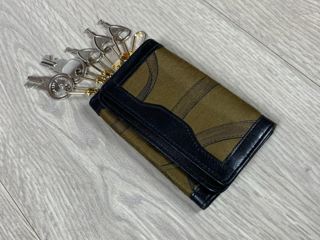 FIOCCHI Italy Leather Silk Wallet Purse Beige Black Rare Vintage AUTH ...