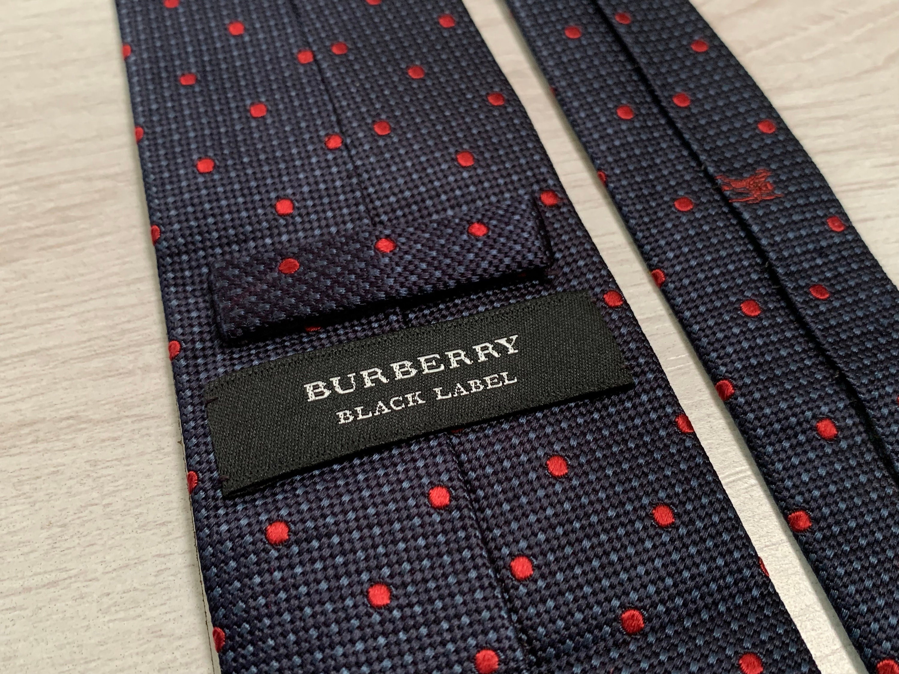 Burberry BLACK LABEL Silk Tie Blue Red Dots Burberrys AUTH - Etsy
