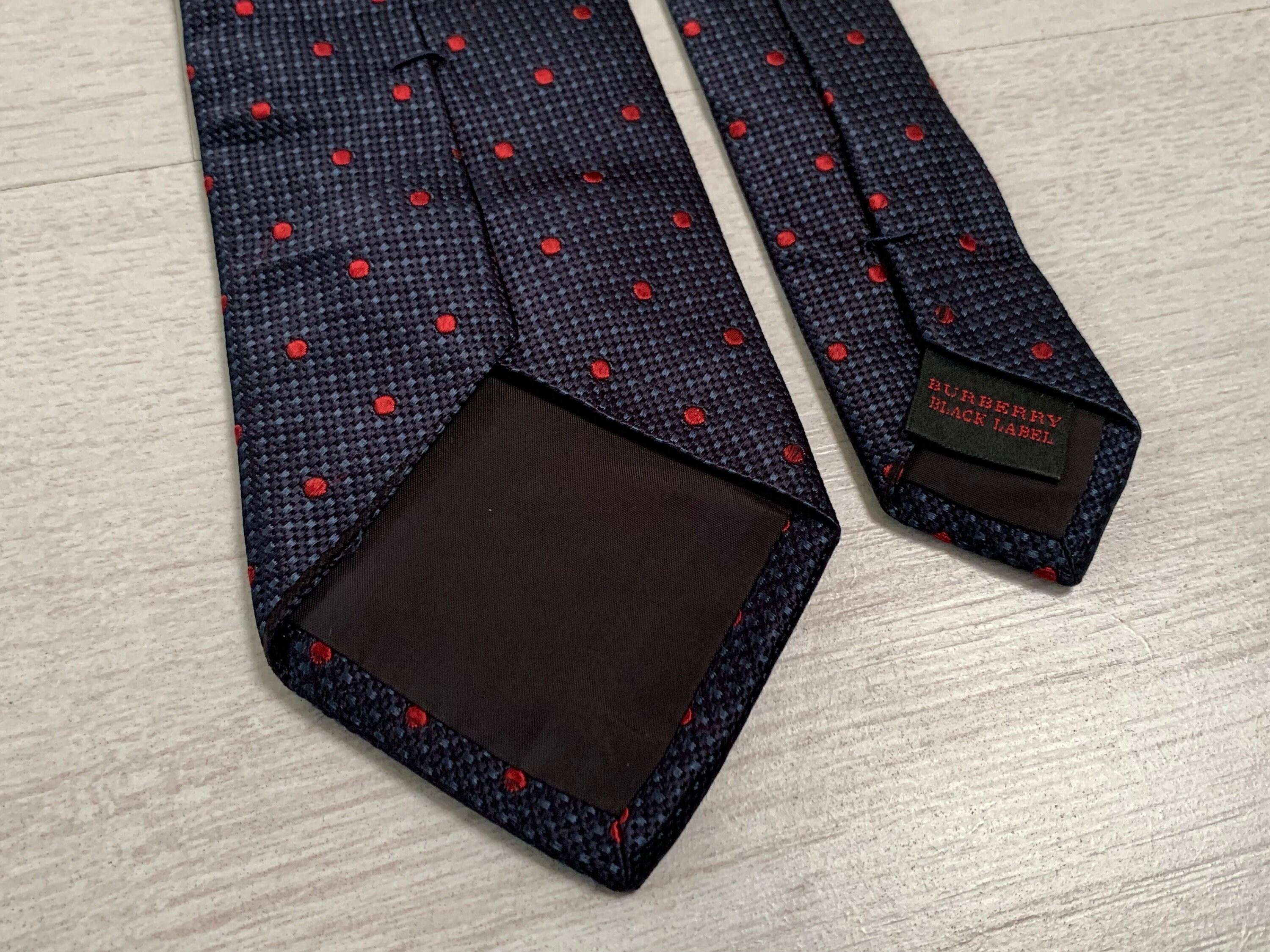 Burberry BLACK LABEL Silk Tie Blue Red Dots Burberrys AUTH - Etsy