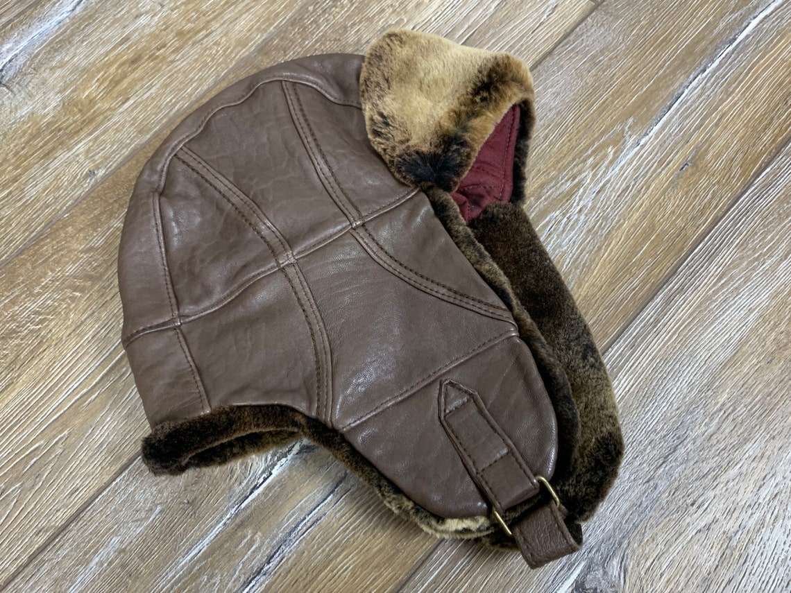 Stetson Aviator Trapper LEATHER Winter Hat Wabash 9227901 | Etsy