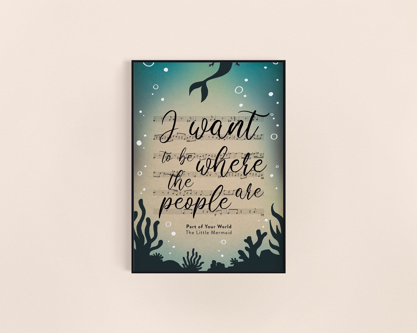 The Little Mermaid Music Print Film Print Song Lyrics | Etsy