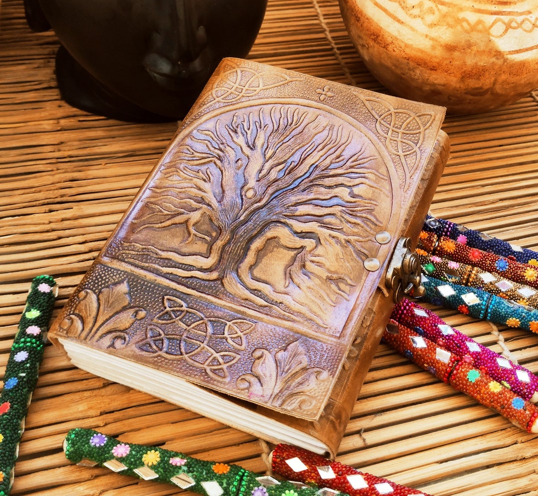 Leather Journal With Blank White Pages and C Clasp Lock Blank Spell ...