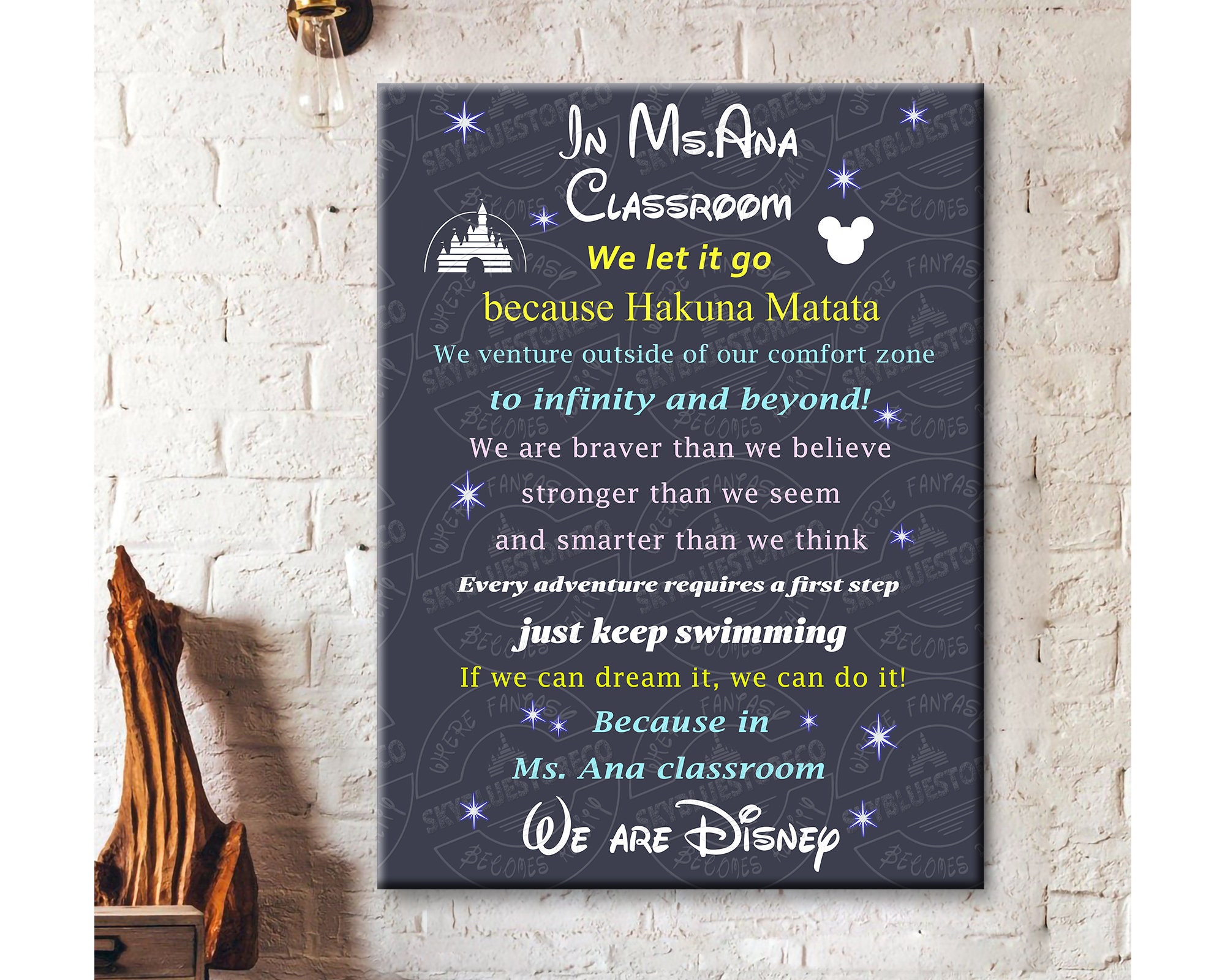 Disney Classroom Sign Canvas Classroom Wall Art Disney | Etsy
