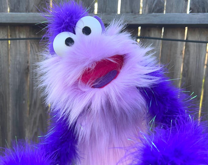 Shaggy Monster Hand Puppet - Light Purple With Purple - Etsy
