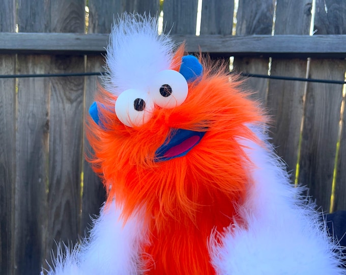 Shaggy Monster Hand Puppet - Orange/white - Etsy