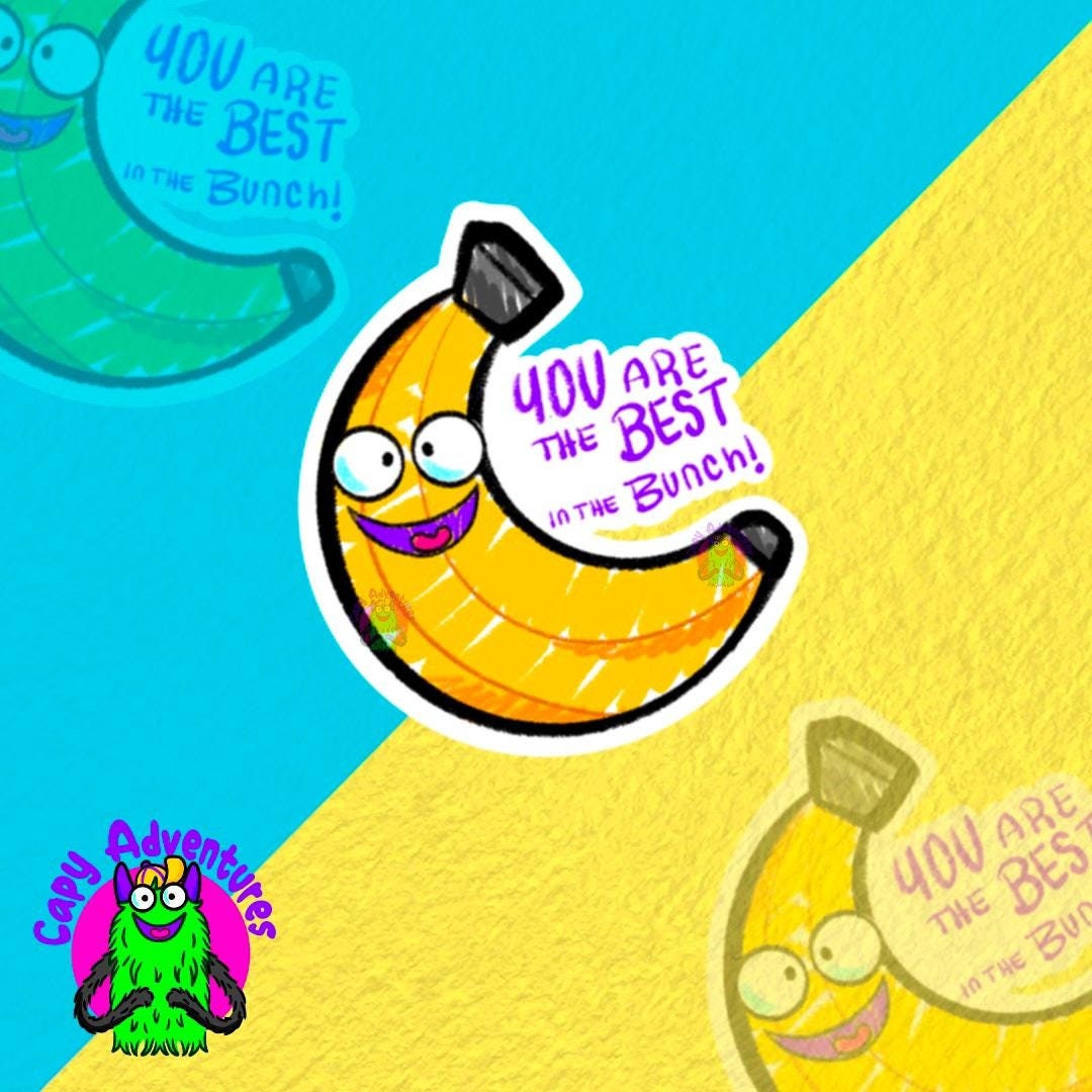 Yellow Banana Waterproof Sticker, Funny Sticker, Motivational Decal ...