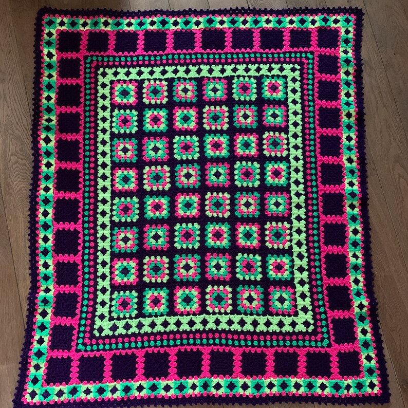 Crochet Pattern Granny Square Neon Blanket Granny Squares - Etsy
