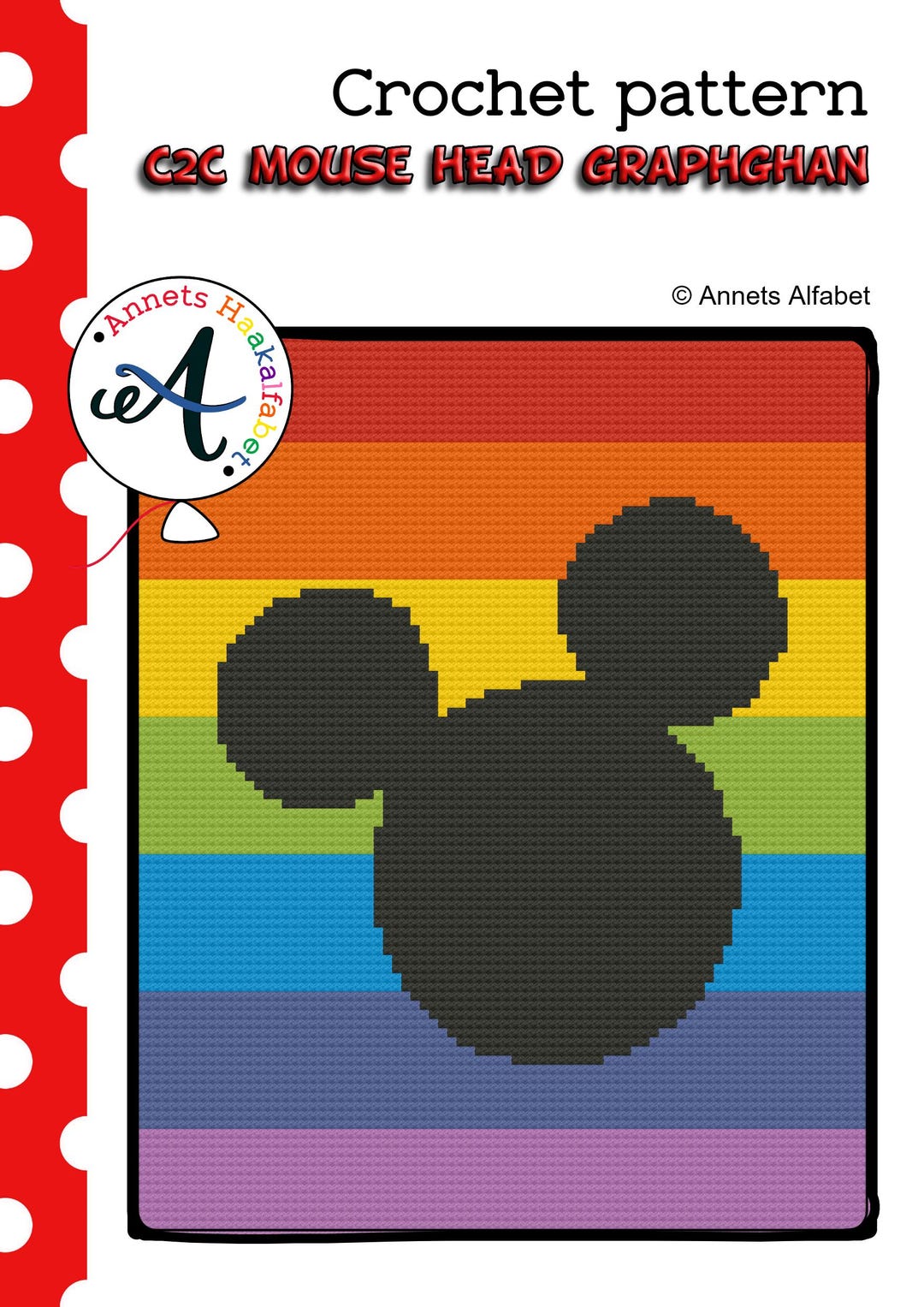 Crochet Pattern C2c Mr Mouse Head Graphghan Corner to Corner Blanket ...