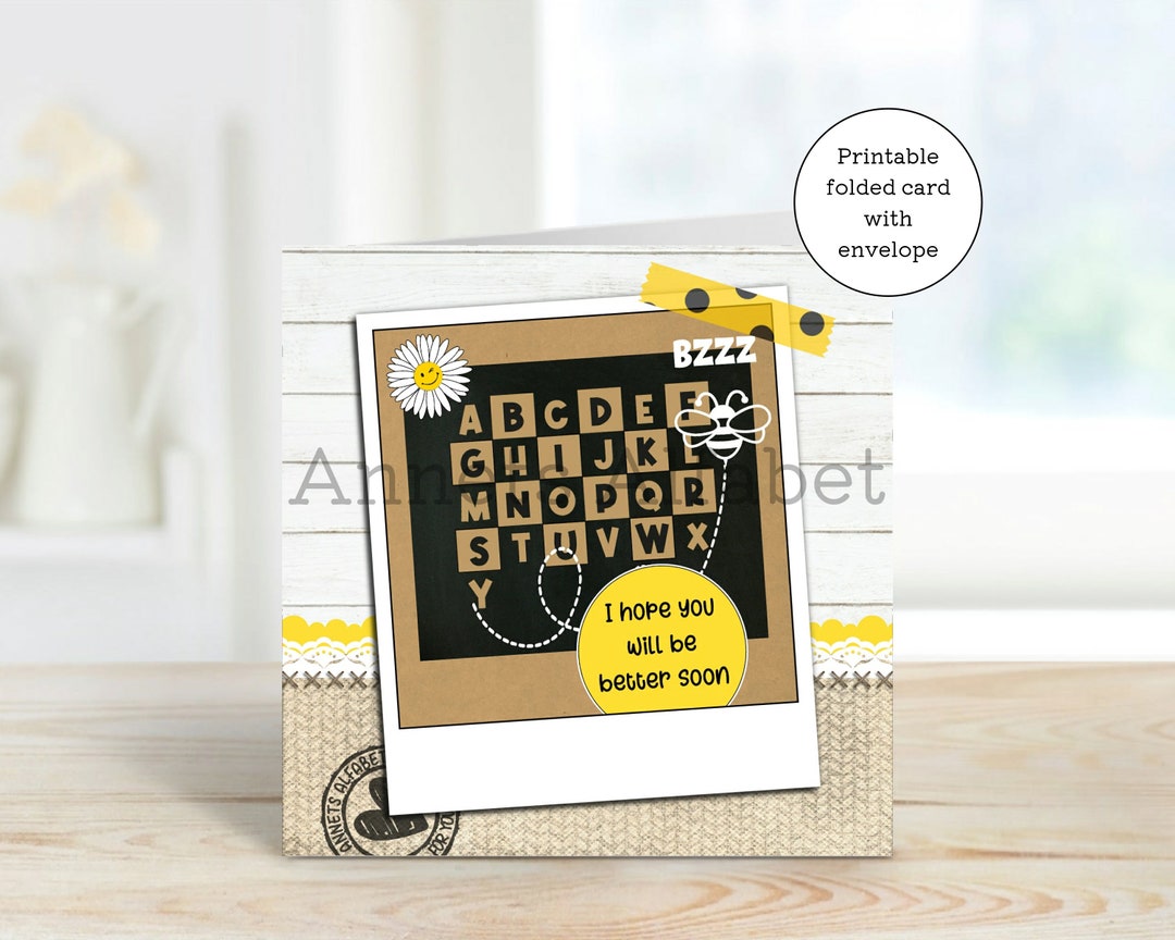 Kaart Beterschap Bij Alfabetje Printable Get Well Soon Pdf-file Jpg ...