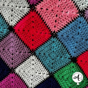 Crochet Pattern Granny Square Blanket, With Bobbles, Granny Square ...