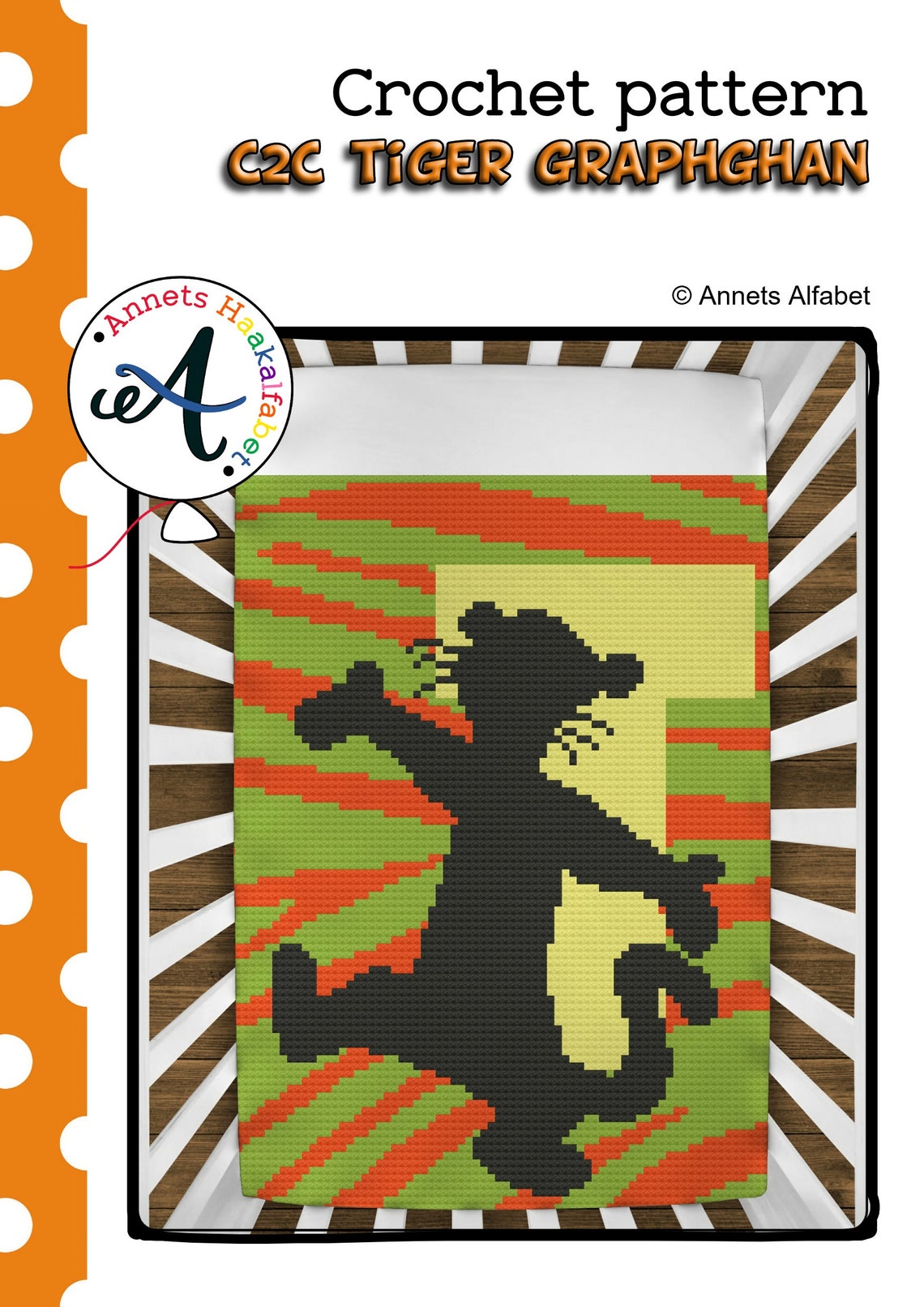 Crochet Pattern C2C Tiger, Corner to Corner Crochet Pattern, Crochet ...