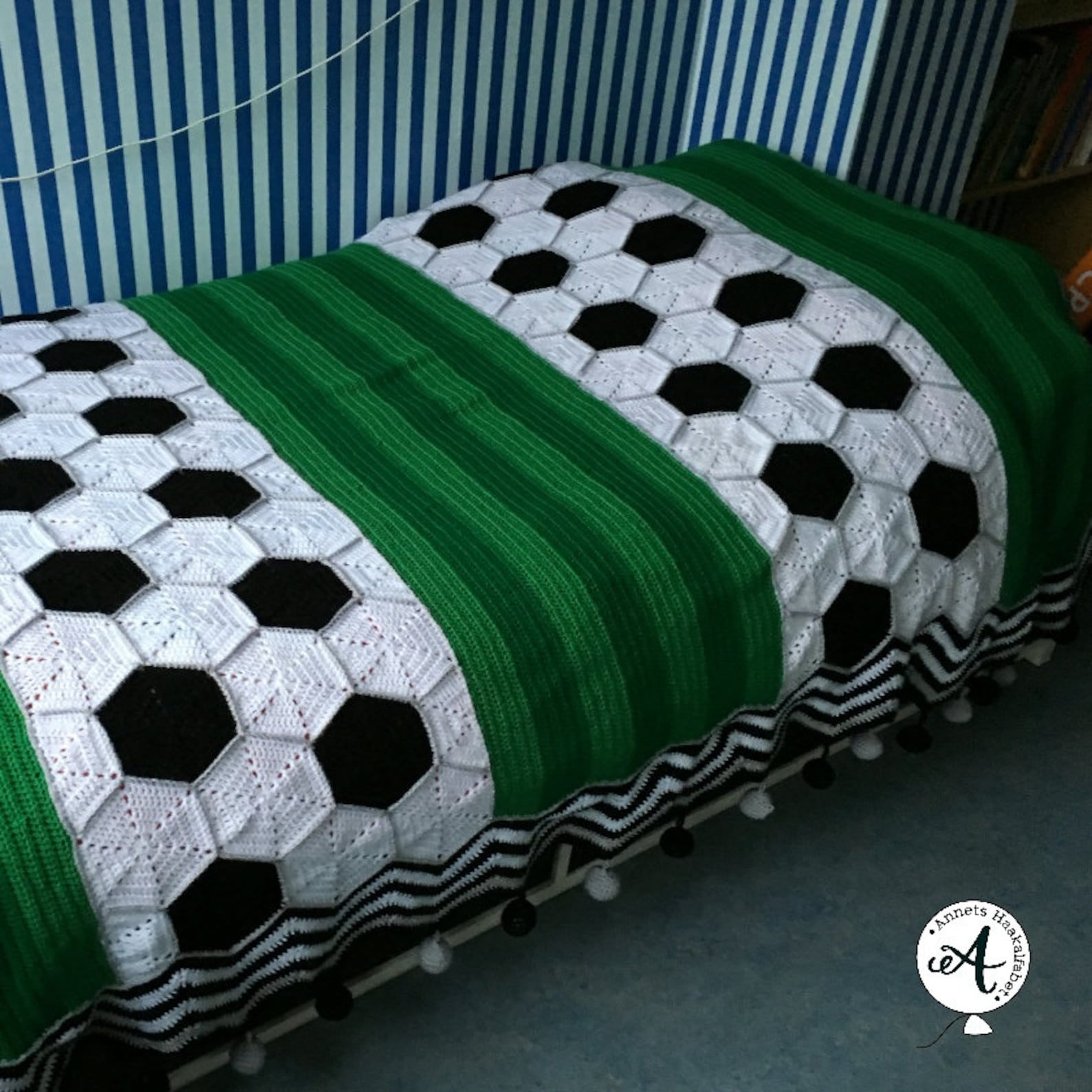 Crochet Pattern Soccer Blanket, Crochet Pattern Soccer, Soccer Blanket ...