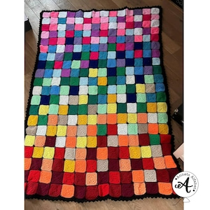 Crochet Pattern Granny Square Blanket, With Bobbles, Granny Square ...