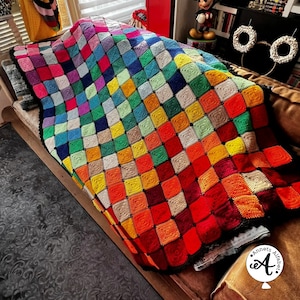 Crochet Pattern Granny Square Blanket, With Bobbles, Granny Square ...