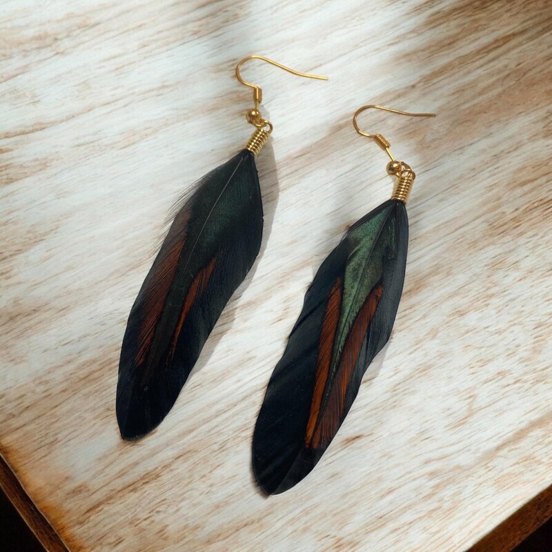 Real Feather Earrings - Etsy UK