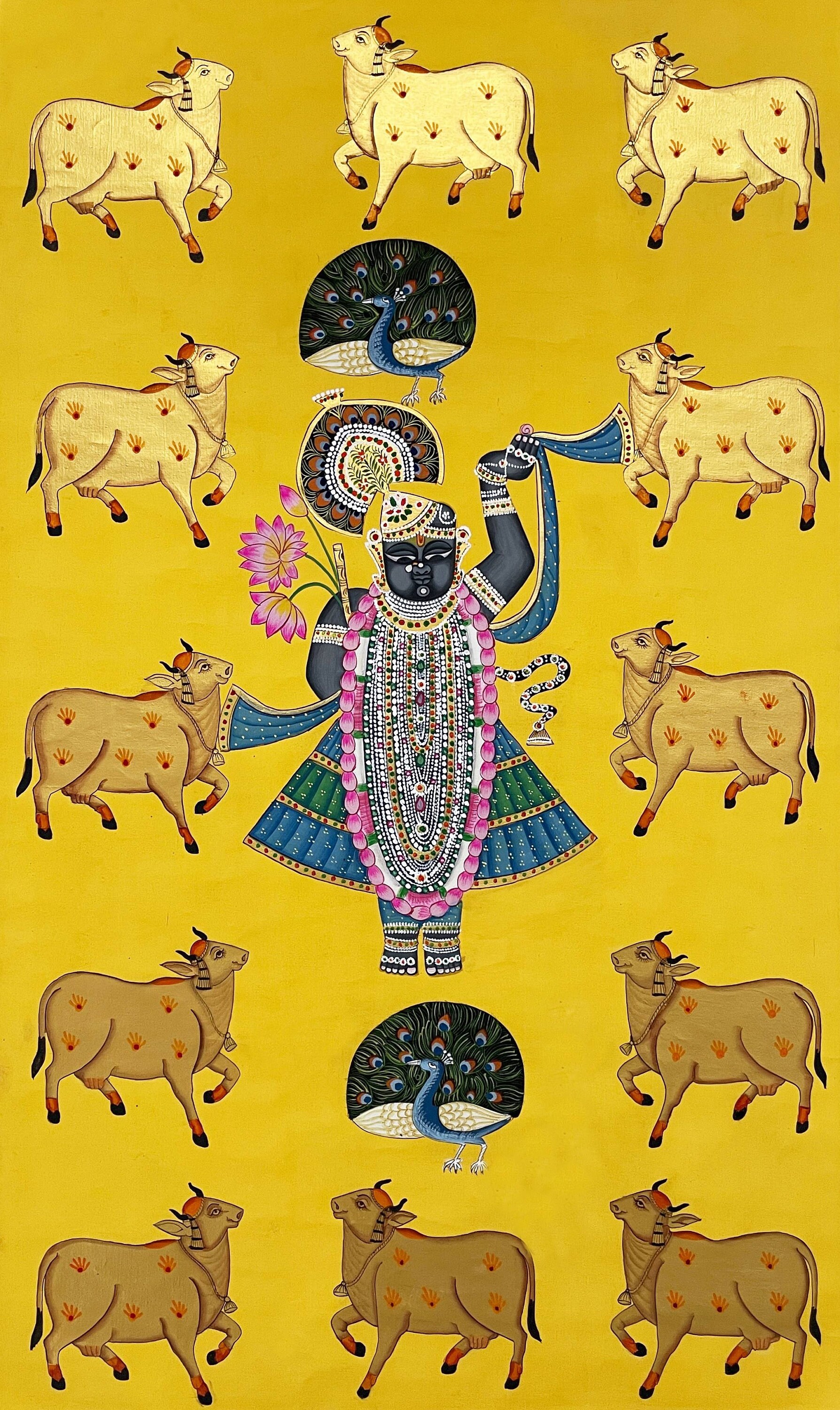 Shrinath Ji Pichwai Painting on Cloth, Indian Pichwai Painting, Wall ...