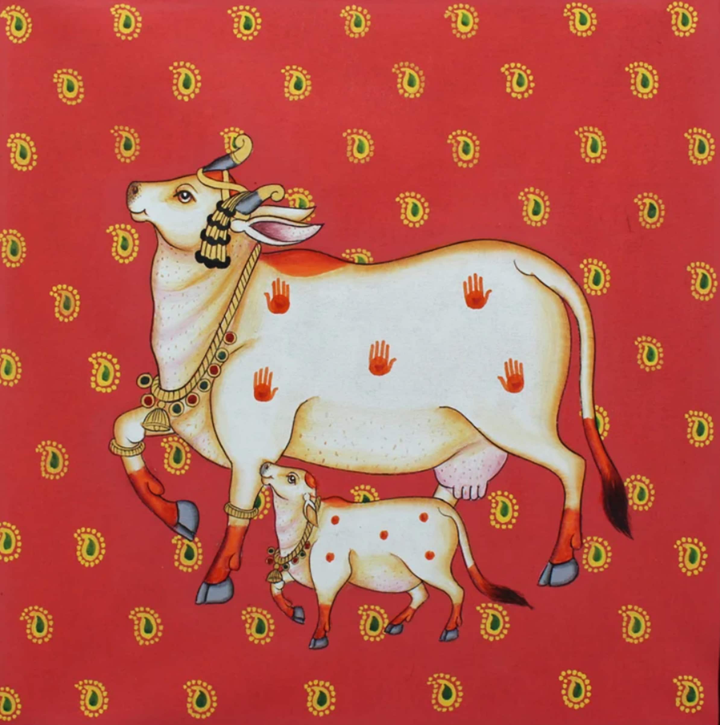 Cow Pichwai Painting Traditional Indian Pichwai Painting, Home Decor Art, Wall Art - Etsy