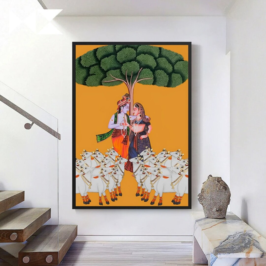 Radha Krishna Detailed Pichwai Handmade Painting on Fabric - Etsy