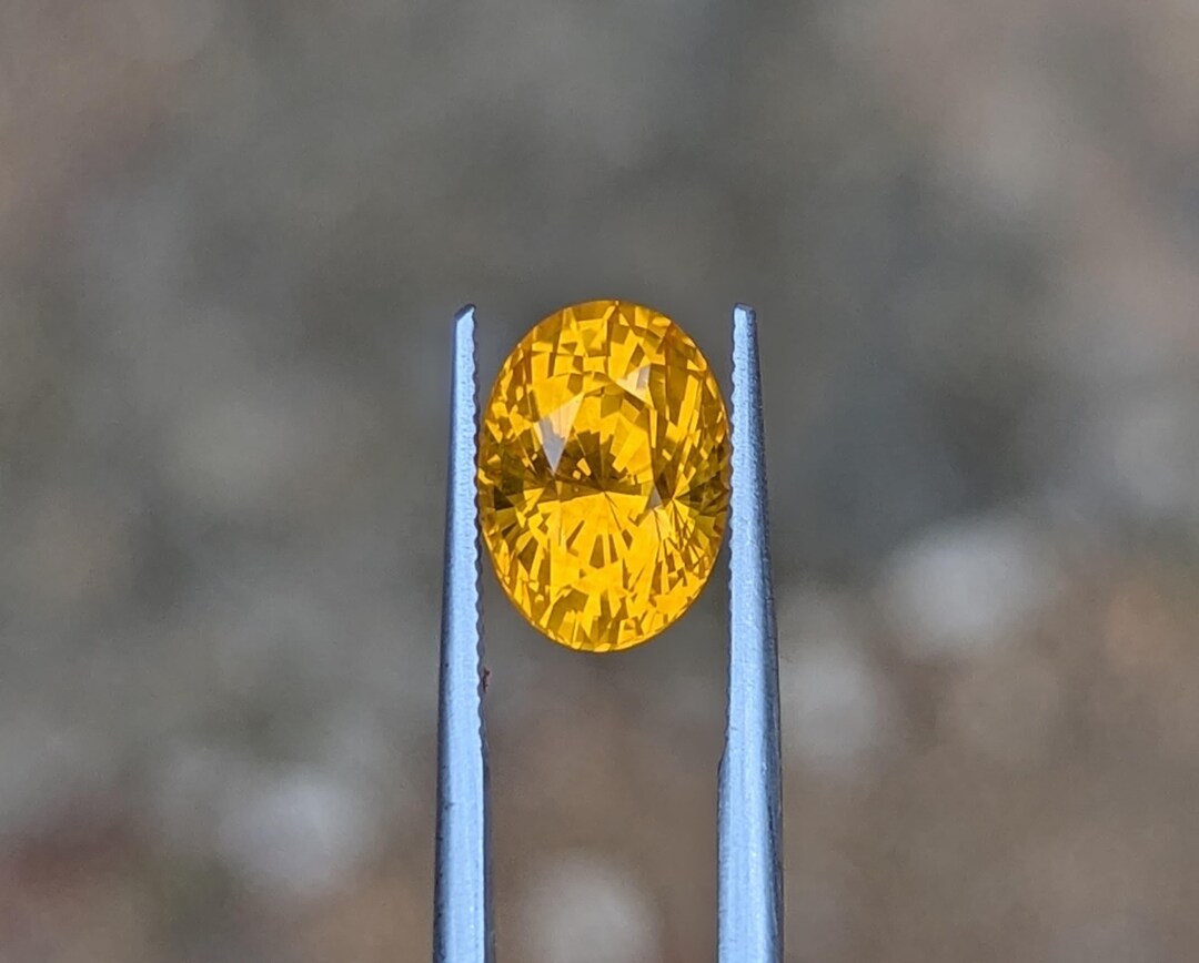 7ct Golden Yellow Sapphire, Genuine Yellow Sapphire Oval Shaped Loose ...