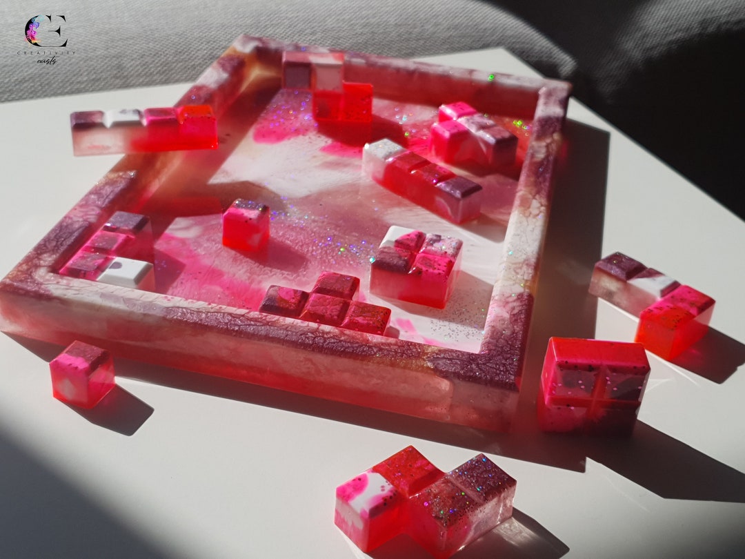 Retro Tetris Resin Table Decor Pink Cloud - Etsy
