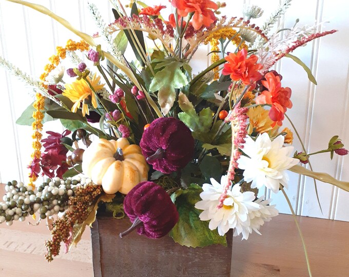 Fall Centerpiece. Boho Fall Arrangement. Unique Pumpkin Centerpiece ...