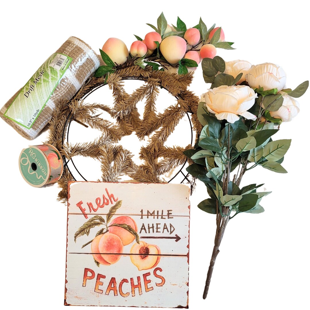 PEACH WREATH KIT, Supplies Wreath Making Kit With Wreath Frame Peaches ...
