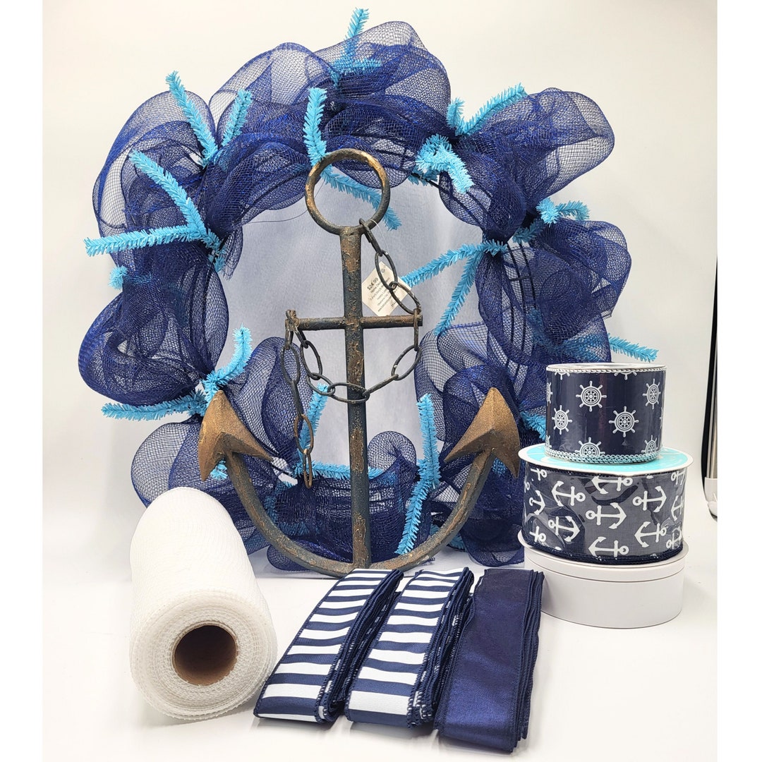 ANCHOR Nautical Wreath Set Nice Distressed Metal Anchor, Great 2 1/2 ...