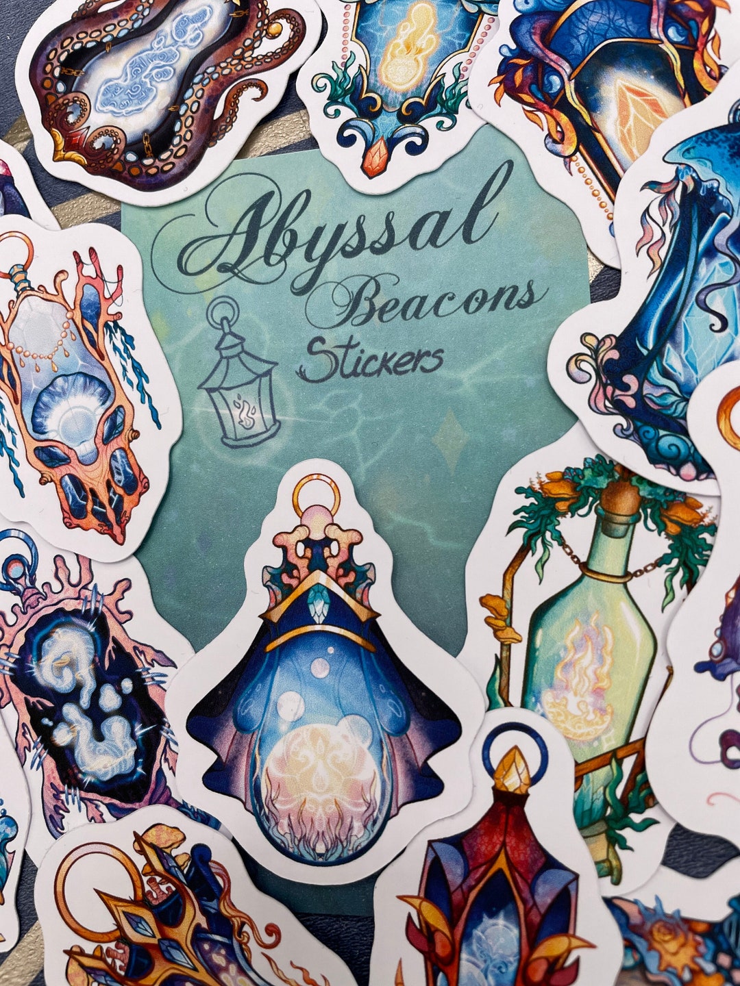 Abyssal Beacons - Fantasy Lanterns Stickers - Paper Scrapbook / Journal ...