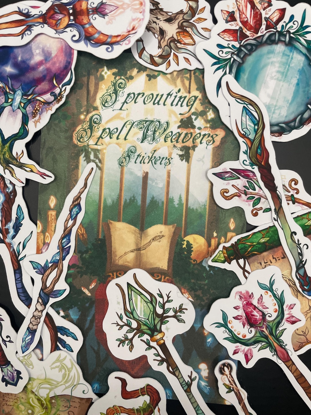 Sprouting Spell Weavers - Fantasy Staff and Wand Stickers - Paper Scrapbook Stickers - 15pcs - Etsy