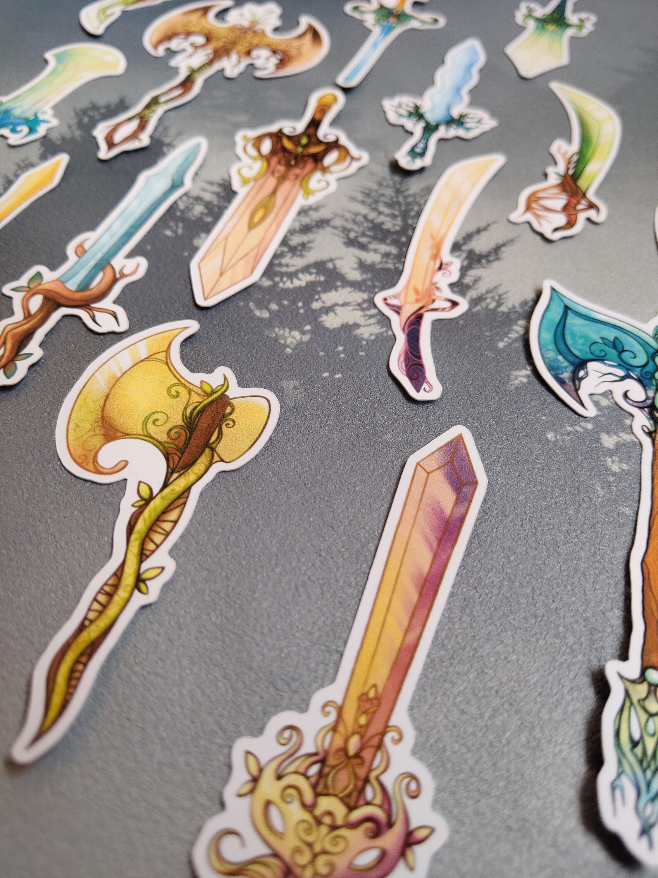 Verdurous Blades Fantasy Swords Stickers Paper Scrapbook - Etsy
