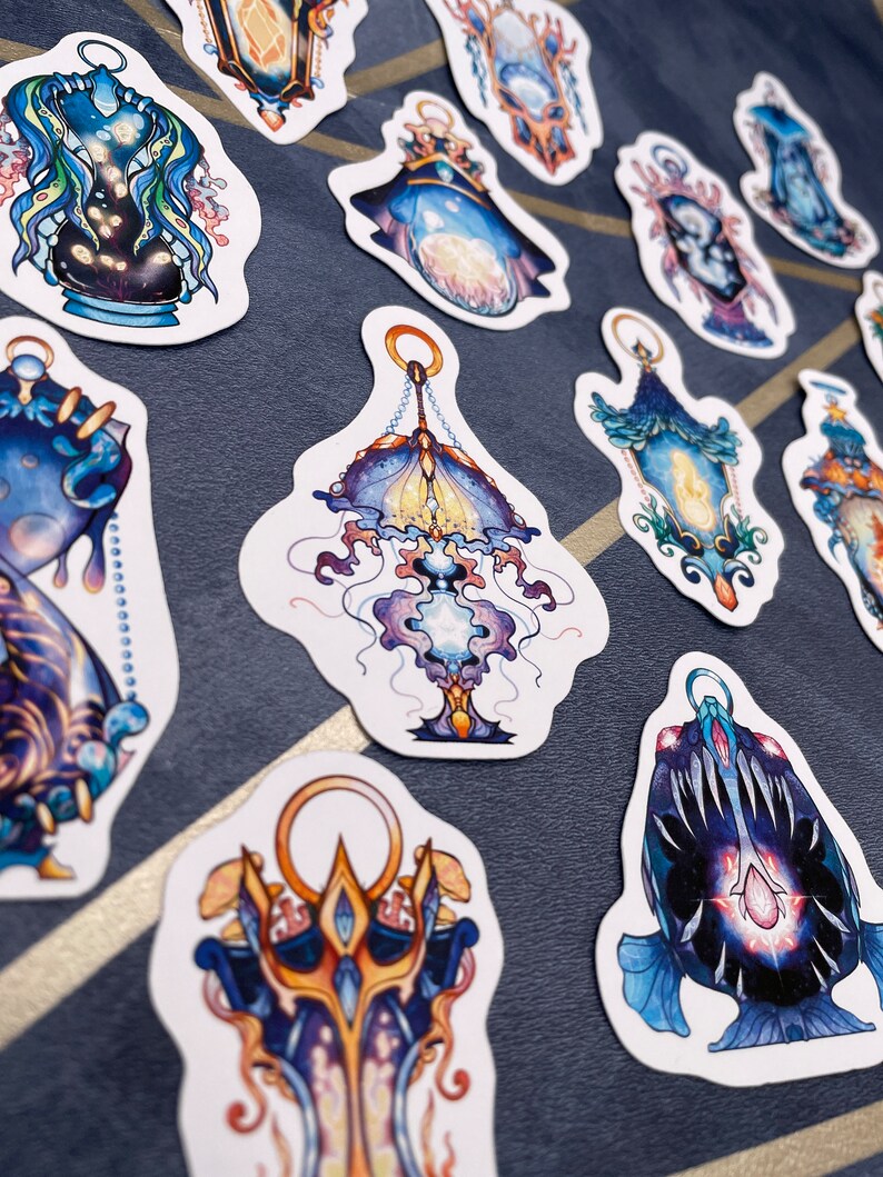 Abyssal Beacons - Fantasy Lanterns Stickers - Paper Scrapbook / Journal ...