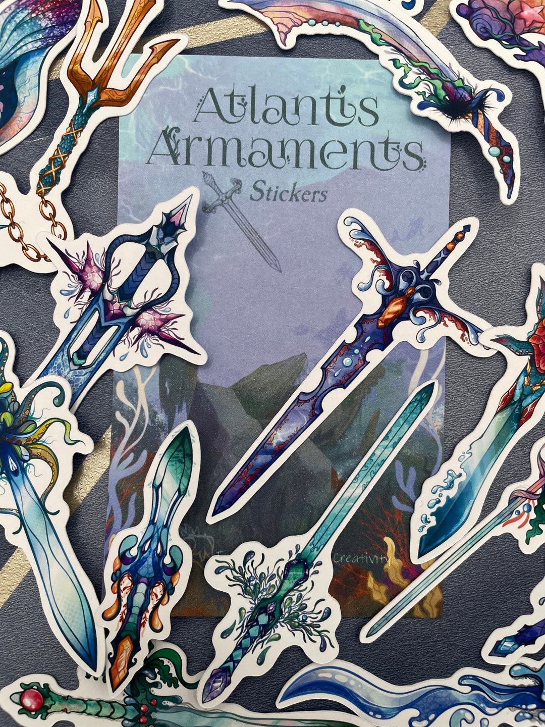 Atlantis Armaments - Fantasy Swords Stickers - Ocean Aesthetic - Paper ...