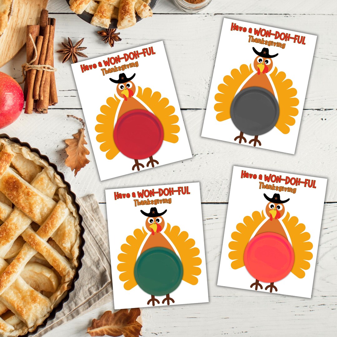 Kids Thanksgiving Play Dough Cards, Editable Doh Cards, Printable ...