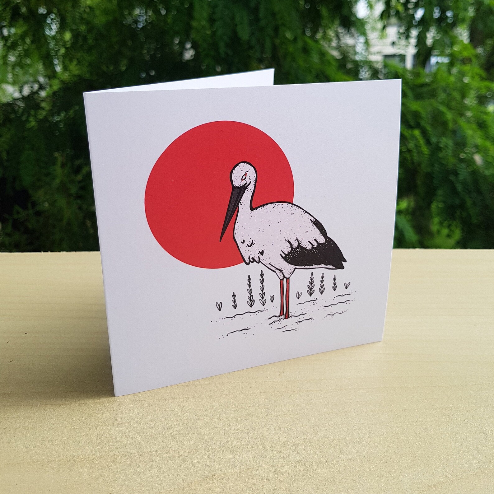 Oriental Stork Square Greeting Card - Etsy UK