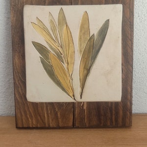Botanical Picture, Ceramic Tile, Ulive, Decorative Wood Panel, Handmade ...