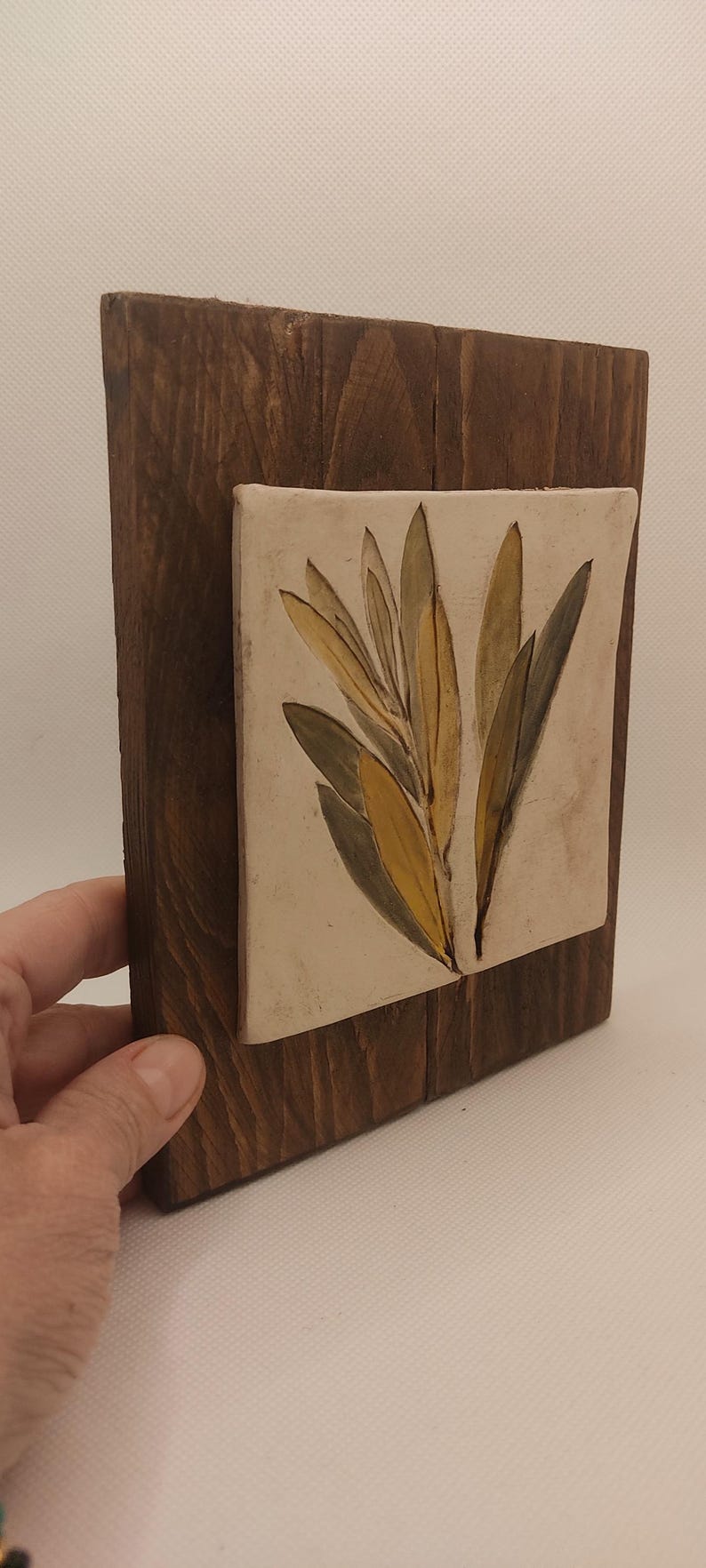 Botanical Picture, Ceramic Tile, Ulive, Decorative Wood Panel, Handmade ...