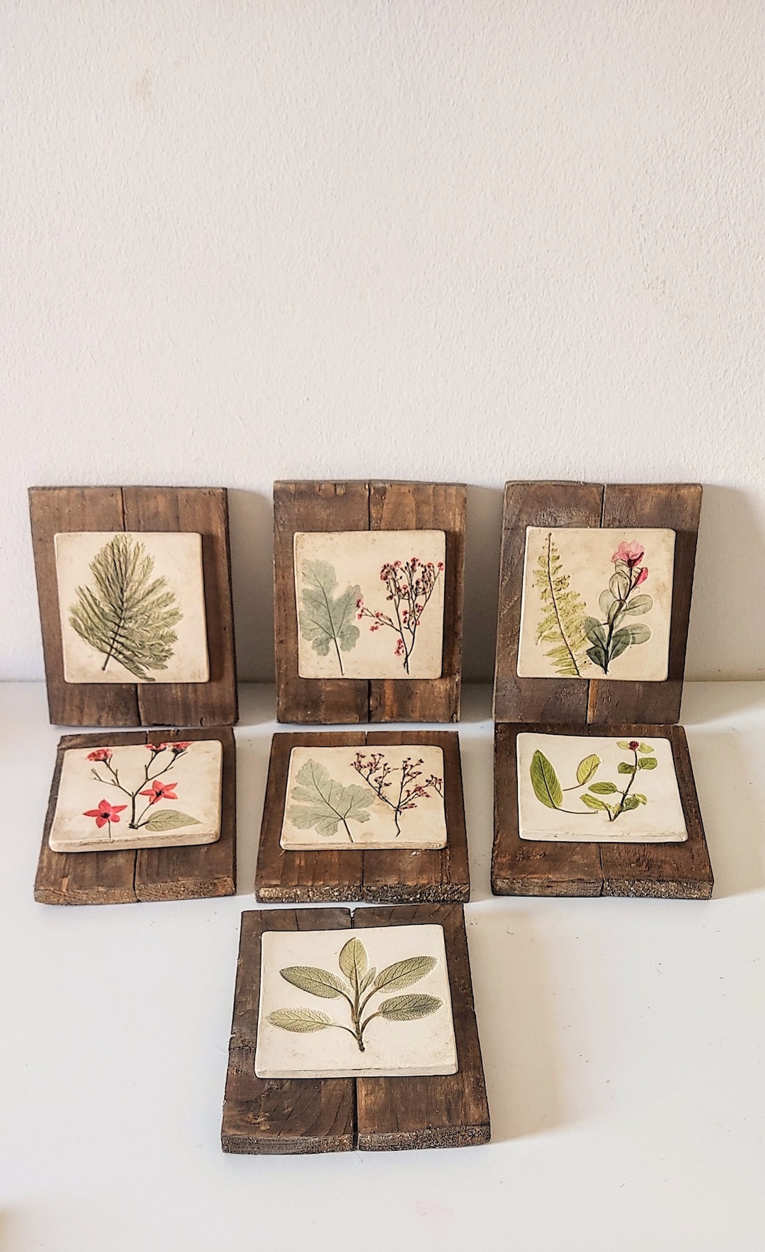Botanical Picture, Ceramic Tile, Ulive, Decorative Wood Panel, Handmade ...