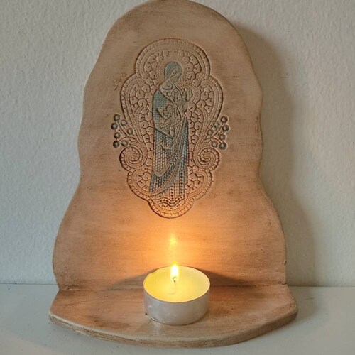 Ceramic Wall Art Wall Altar Hand Painted Wall Shelf Clay - Etsy