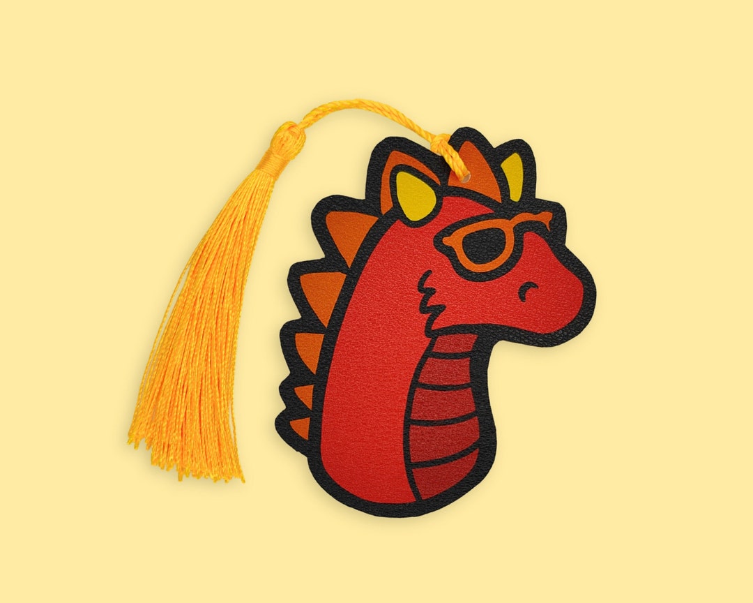 Cool Dragon Bookmark Faux Leather Cut-out With Tassel, Colourful ...