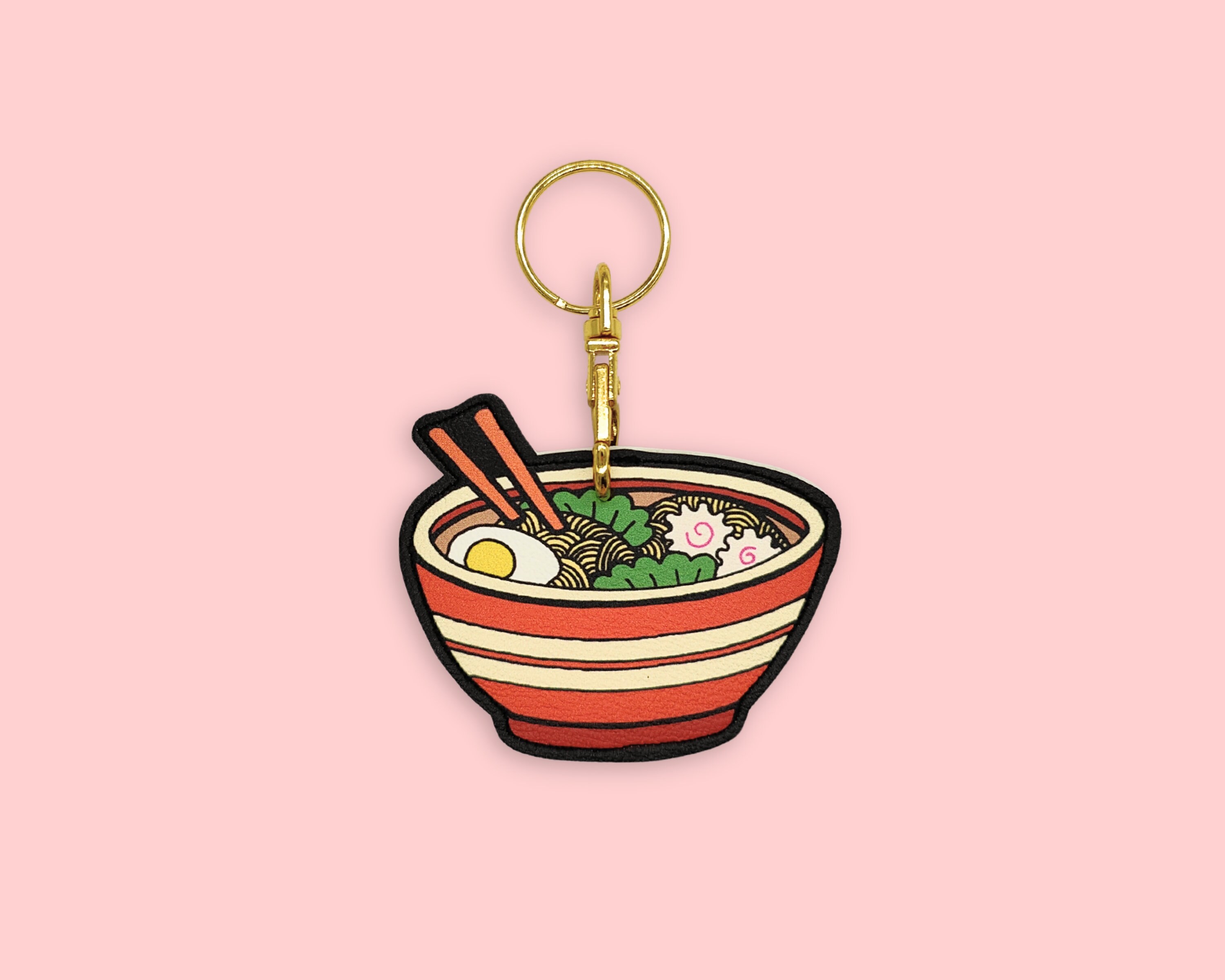 Ramen Keyring Vegan Faux Leather Cut-out, Noodle Bowl Chopsticks ...