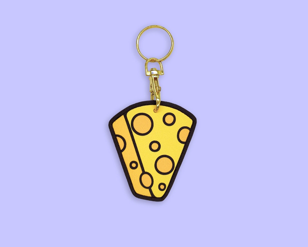 Cheese Keyring - Vegan Faux Leather Bag Charm - Colourful Evannave ...