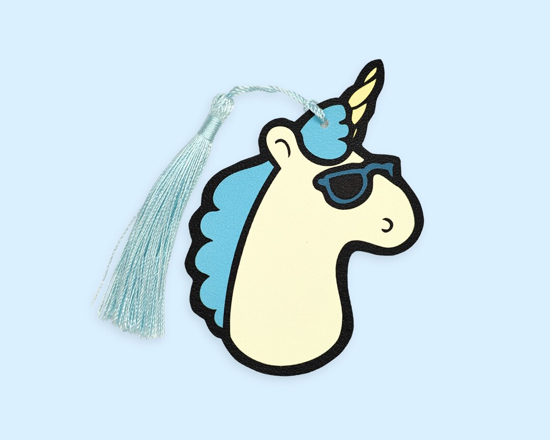 Cool Unicorn Bookmark Faux Leather Cut-out With Tassel, Colourful ...